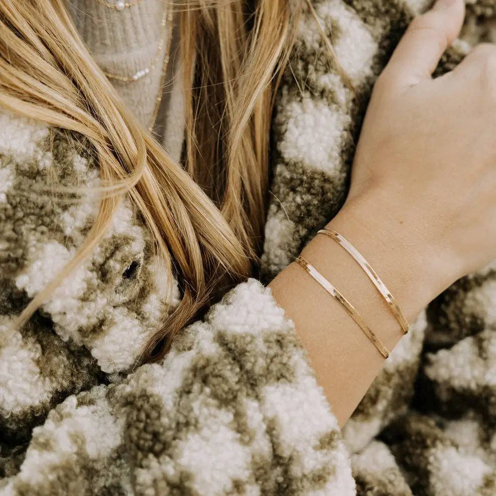 Jade Gold Filled Herringbone Bracelet – The Copper Cactus
